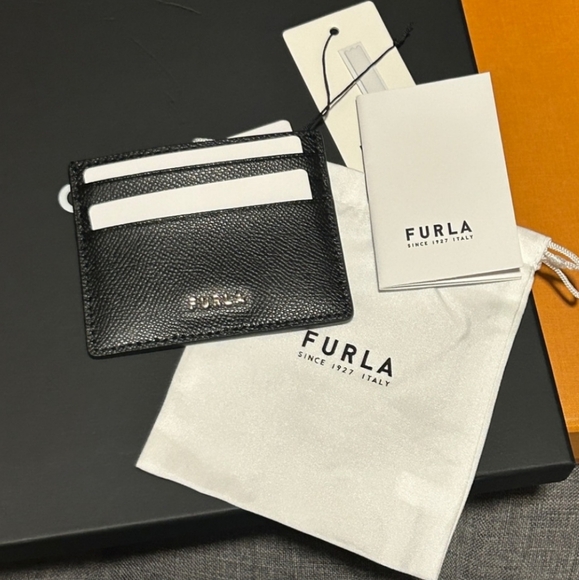 Furla | Accessories | Furla Black Leather Card Holder | Poshmark